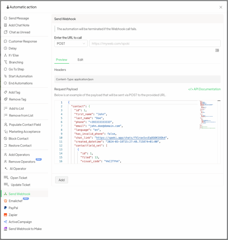 How to send the content of a message to an external webhook - Supporto ...